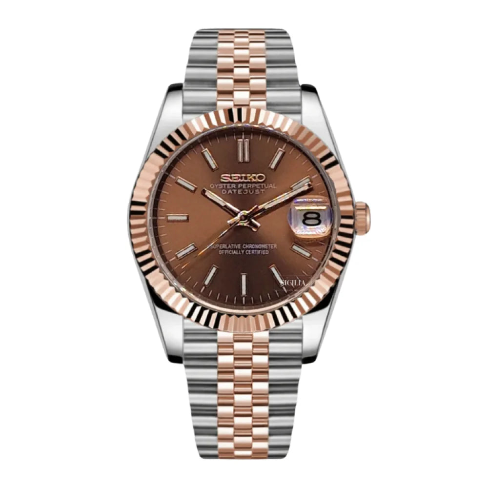 Sicilia Watch Mods - Seiko Mod “Chocolate Rose Gold” Datejust