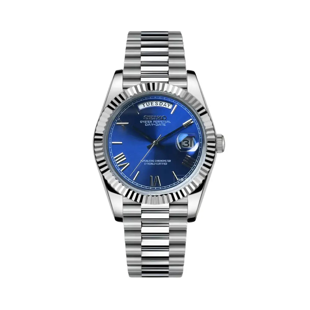 Sicilia Watch Mods - Seiko Mod "Roman Sunburst Blue" Day-Date